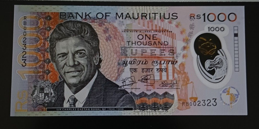 Mauritius 1000 rupees 2024/2025 polymer banknote, Hobbies & Toys ...