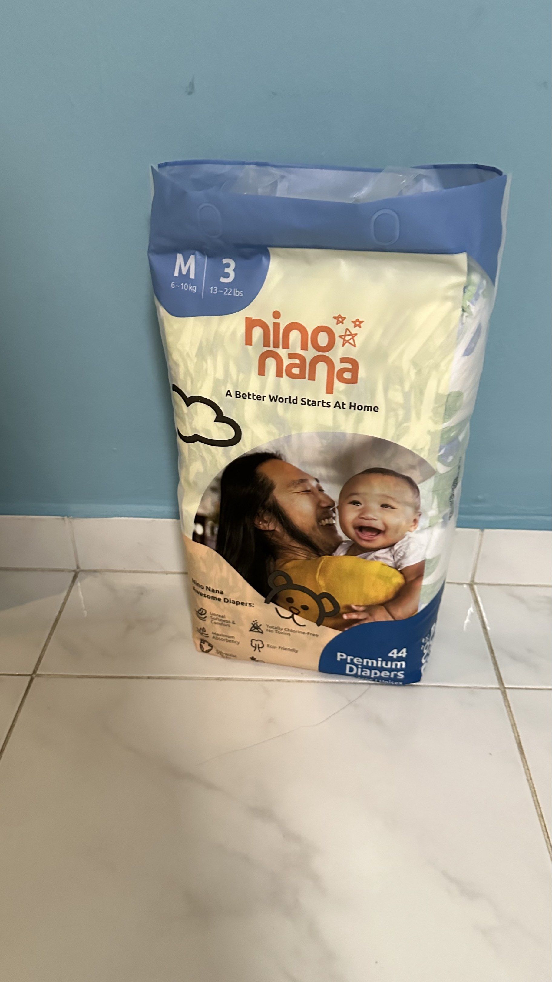 Nino Nana Premium Diapers - Size M3 44 pieces, Babies & Kids, Bathing ...