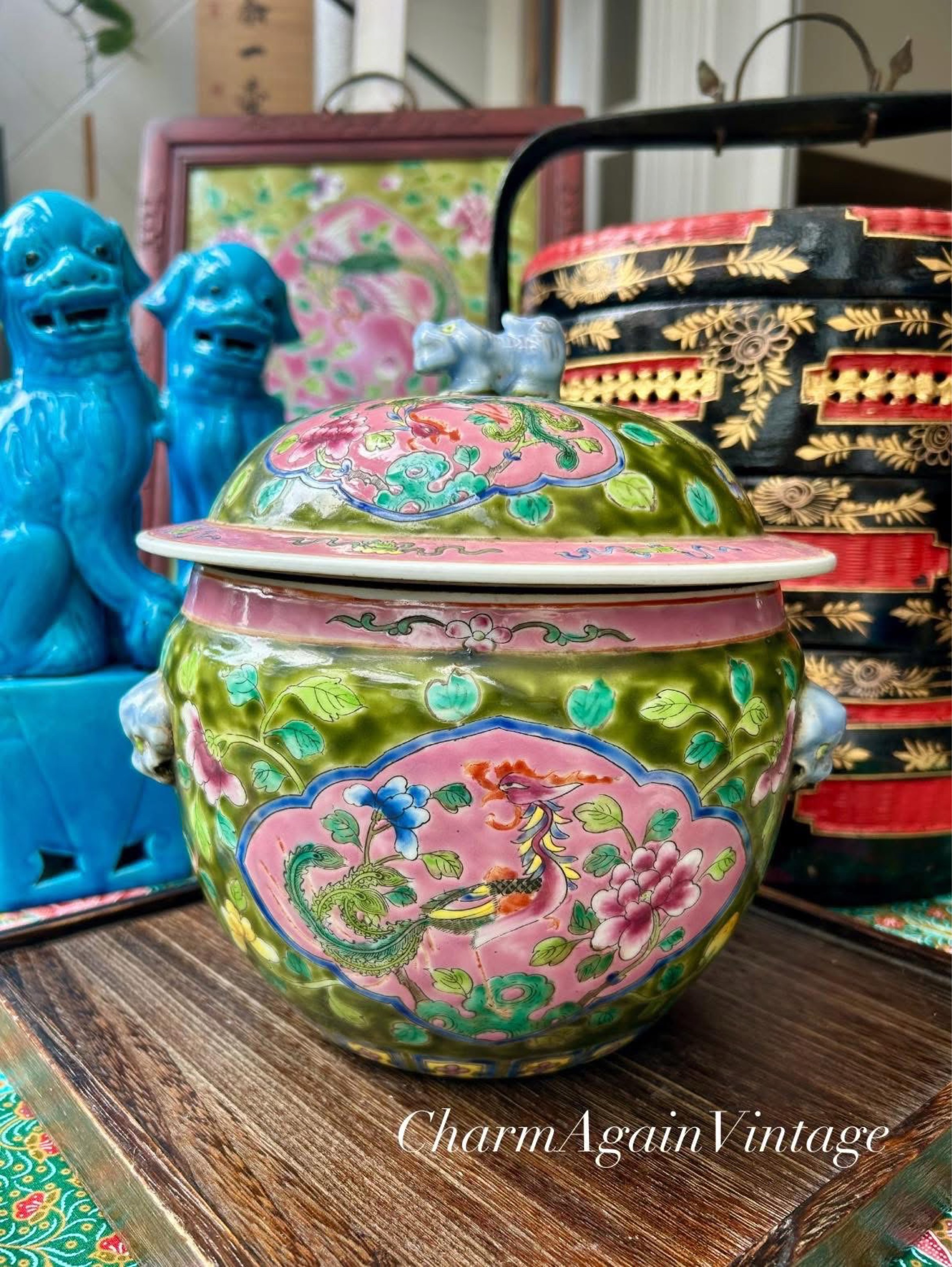 Olive Green Peranakan-style kamcheng. #vintage #antique #classic # ...