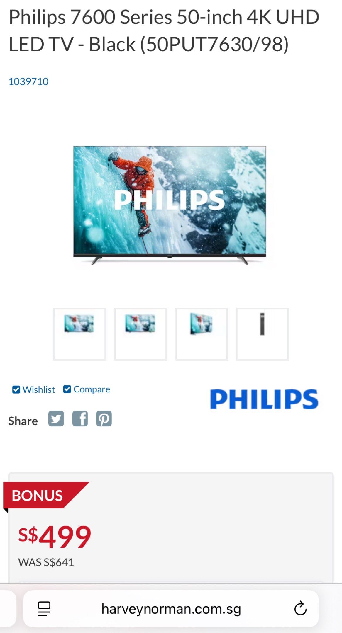 Philips 7600 Series 50-inch 4K UHD LED TV, TV & Home Appliances, TV ...