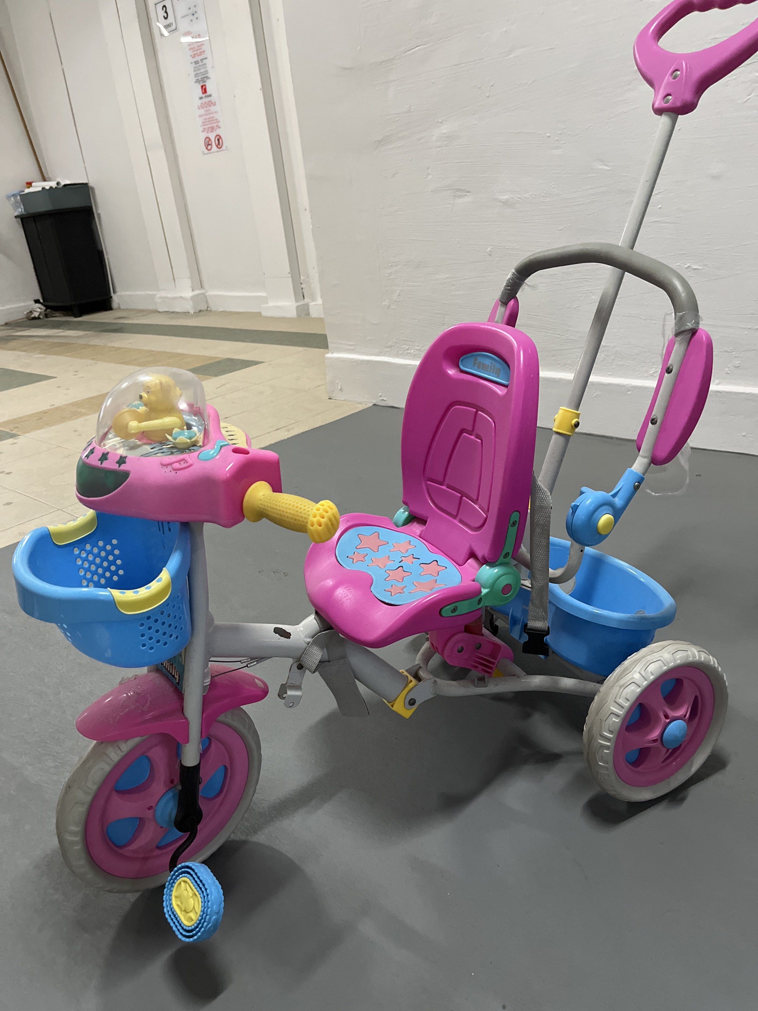 Pink Kids Tricycle with Push Handle, Babies & Kids, Going Out ...