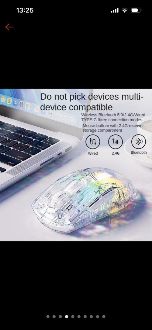 Q8 Crystal Wireless mouse Tri-Mode Transparent RGB Gaming Mouse ...