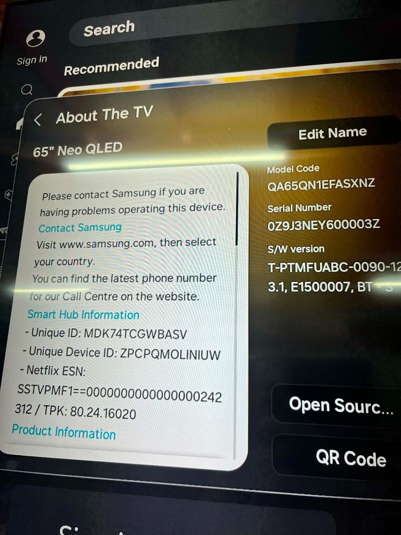 SAMSUNG 65 INCHES NEO QLED QN1EF 4K SMART TV (QA65QN1EFA), TV & Home ...