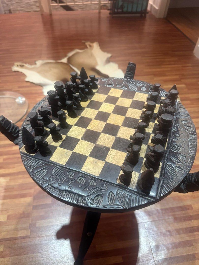 Teak wood standing chess set, Furniture & Home Living, Home Decor ...