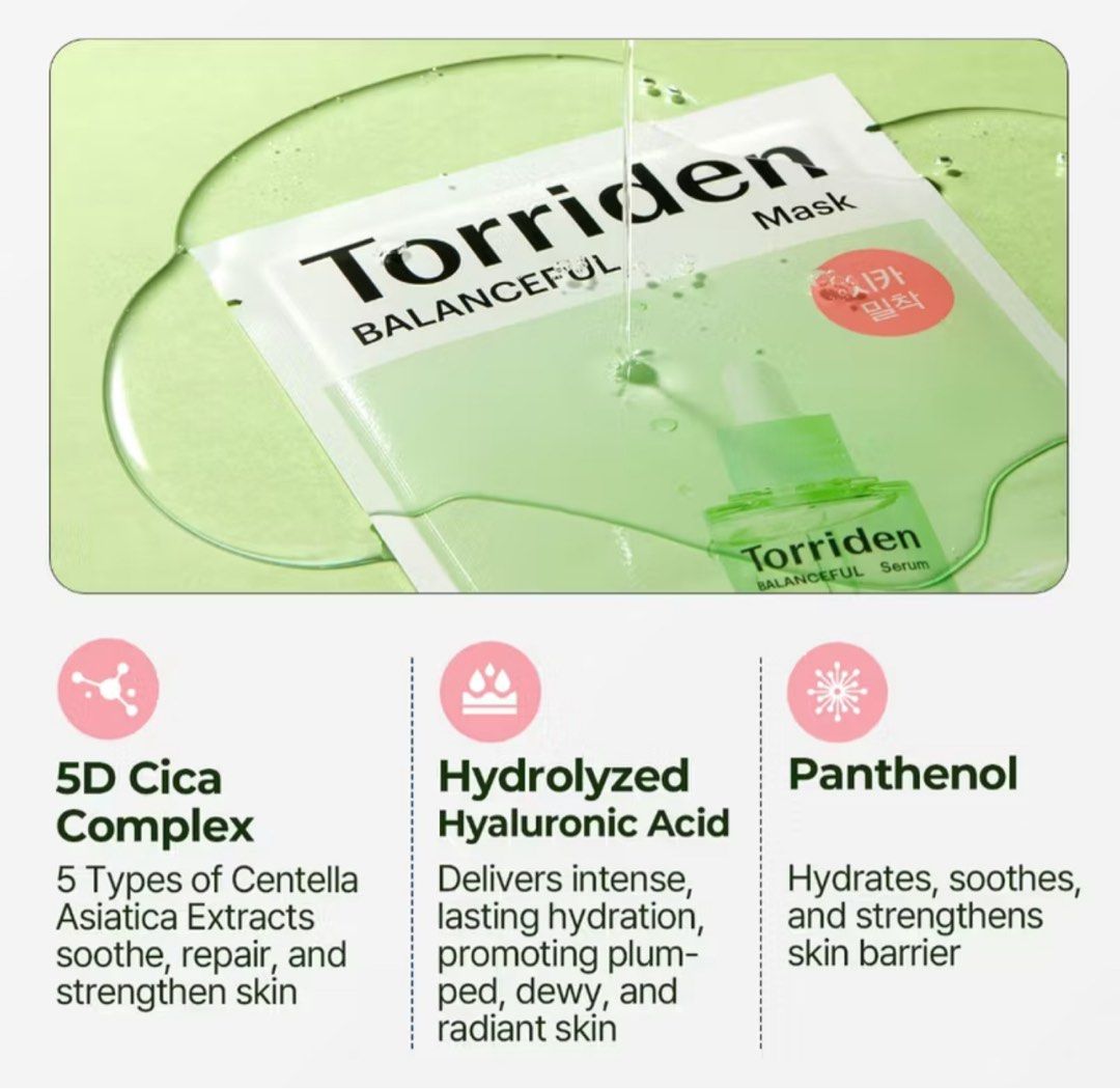 Torriden BALANCEFUL Cica Sheet Mask for skin Soothing and Calming for ...