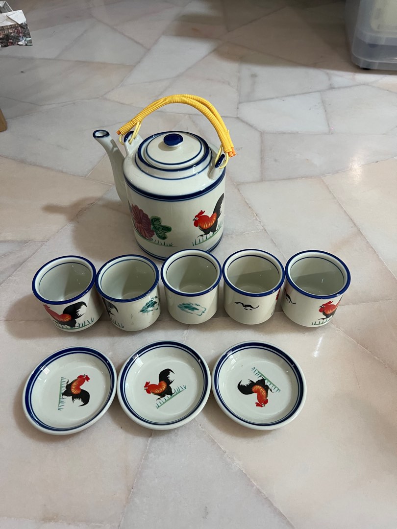 Vintage chicken pot cup saucer, Furniture & Home Living, Kitchenware ...