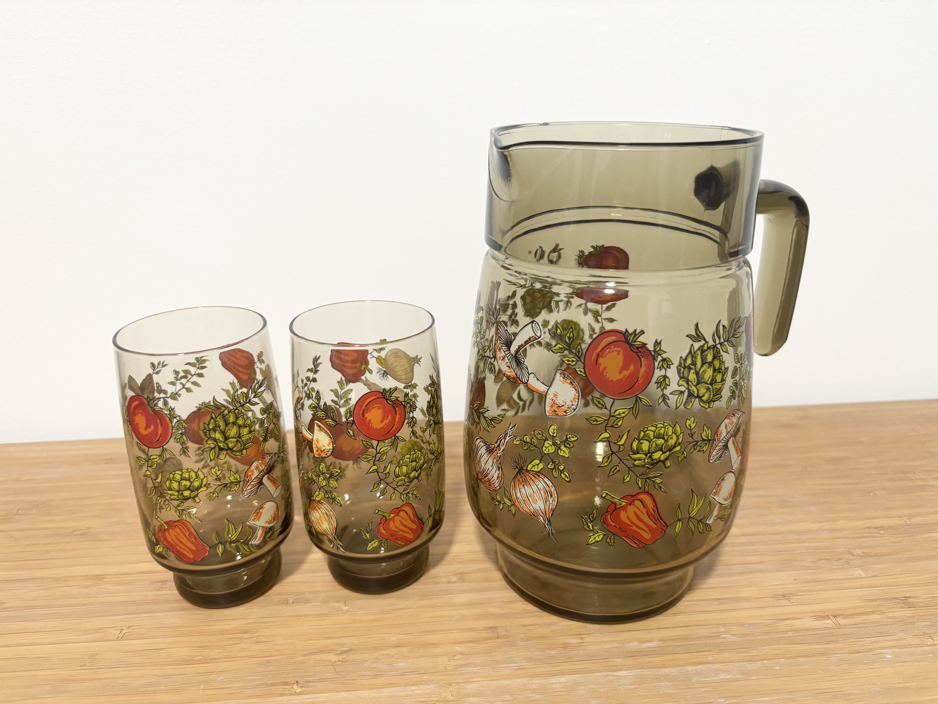Vintage Glass Pitcher and Drinking Glasses Cups Set, Furniture & Home ...