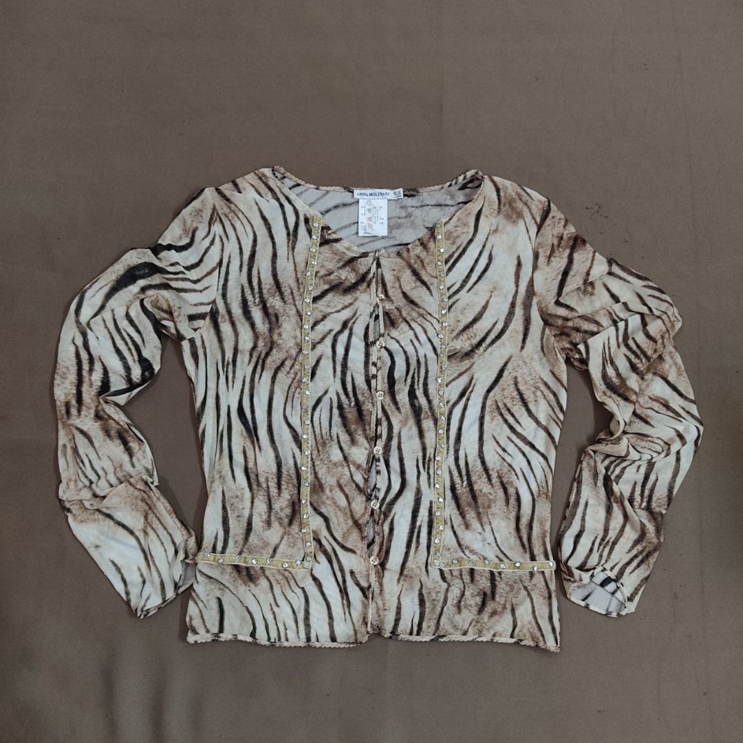 y2k Anna Molinari Animal Print Cardigan, Women's Fashion, Coats ...