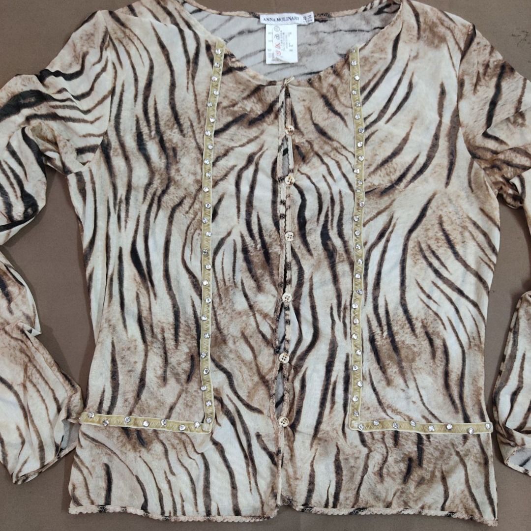 y2k Anna Molinari Animal Print Cardigan, Women's Fashion, Coats ...