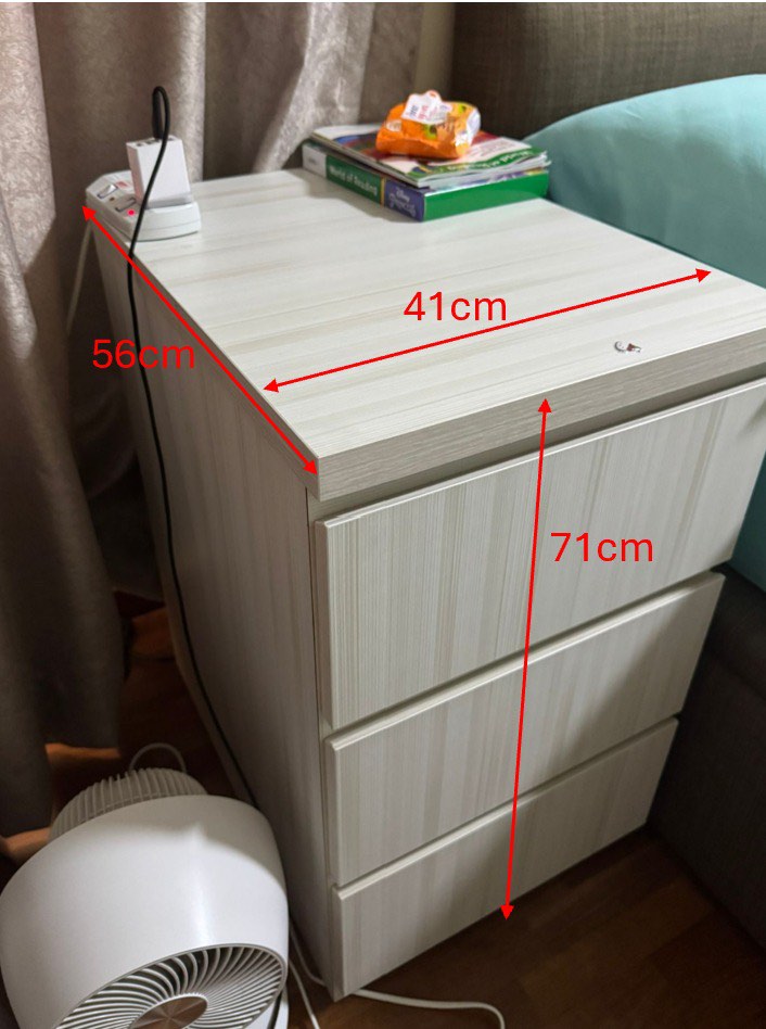Wooden 3-Drawer Bedside Table, Furniture & Home Living, Furniture ...