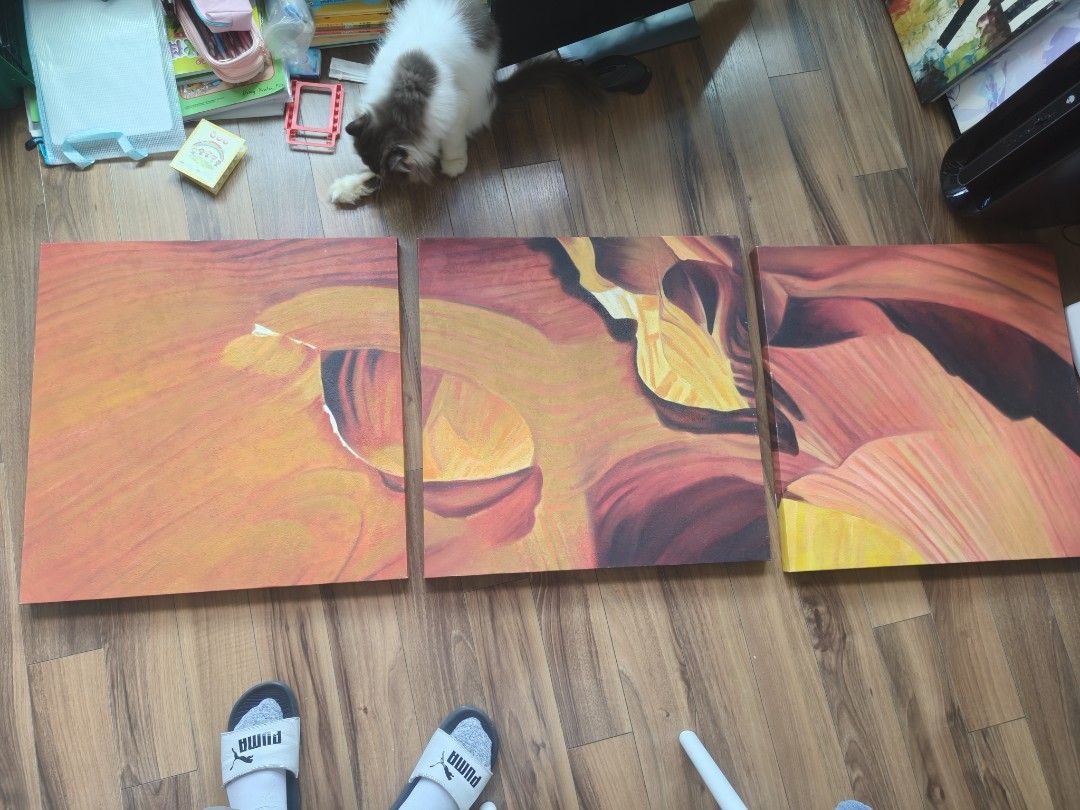 Abstract Canyon Painting - Triptych, Hobbies & Toys, Art & Prints on ...