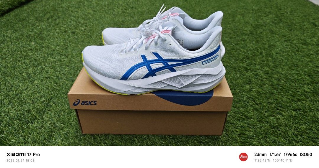 Asics Novablast 5 ATC Running Shoes - White/Tuna Blue, Men's Fashion ...