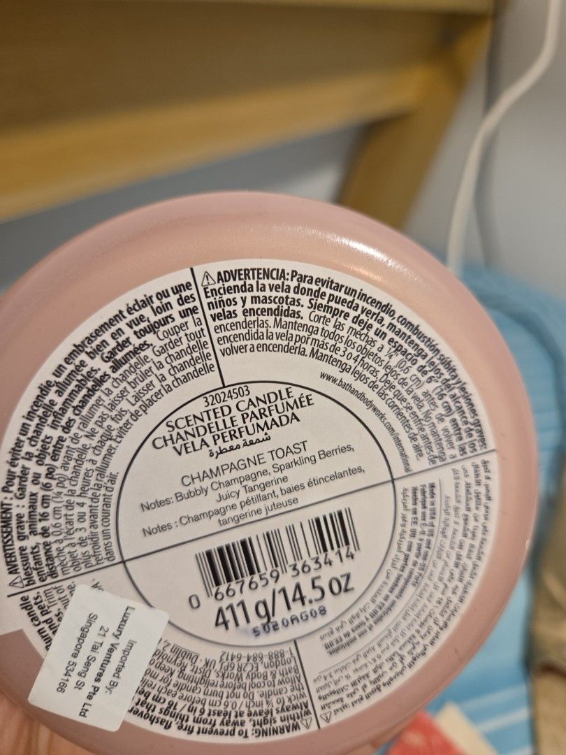 Bath & Body Works Champagne Toast Candle, Furniture & Home Living, Home ...