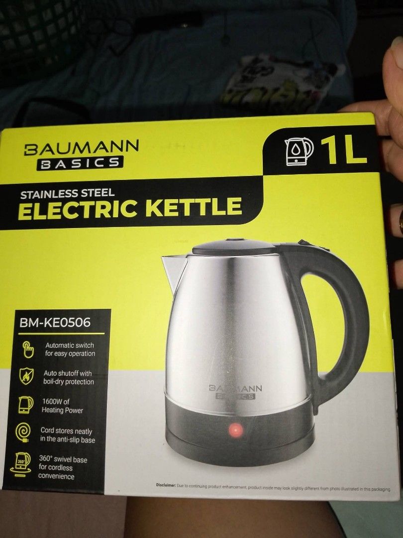 Baumann Basics Stainless Steel Electric Kettle 1L, TV & Home Appliances ...