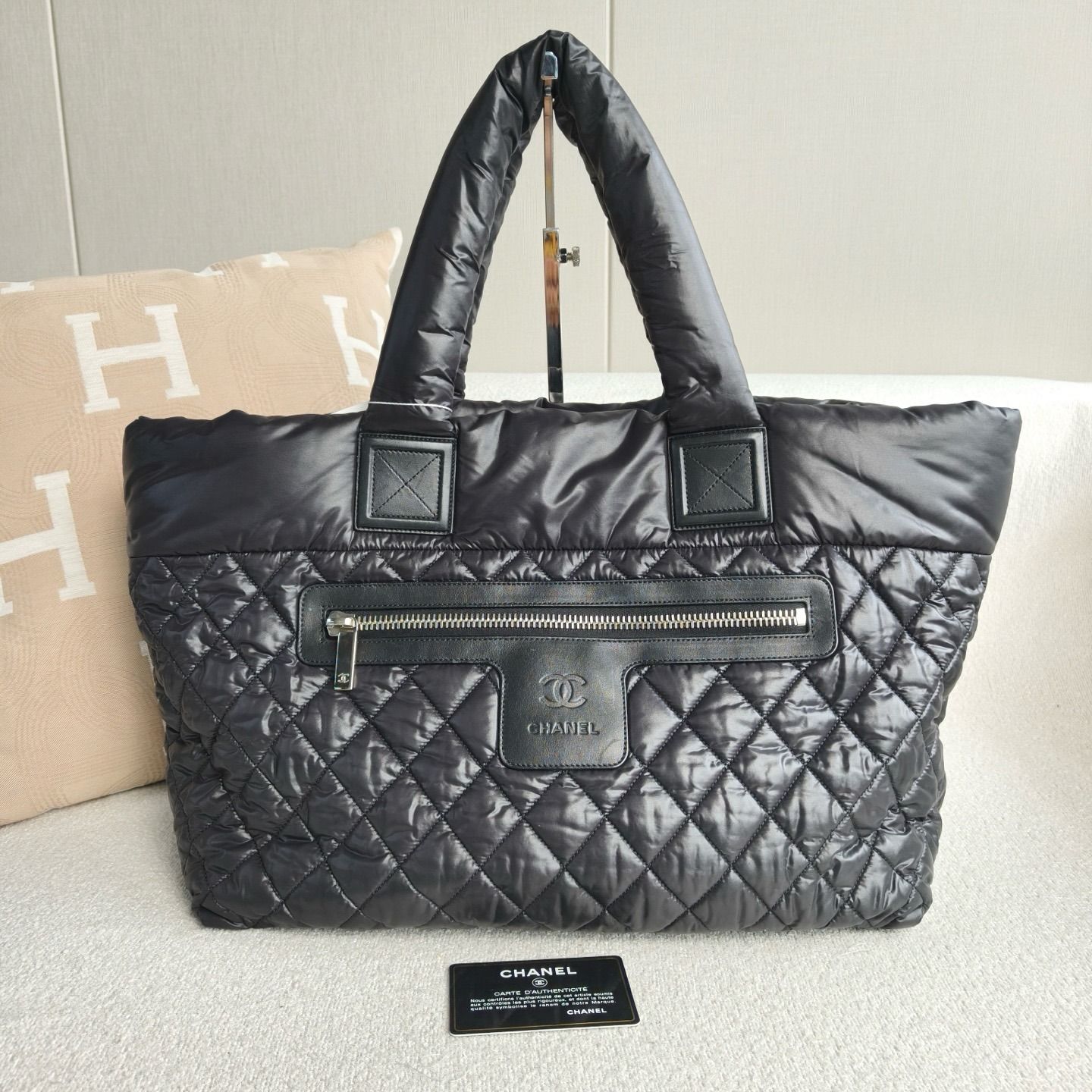 Chanel Coco Cocoon Tote in Black Nylon, Luxury, Bags & Wallets on Carousell