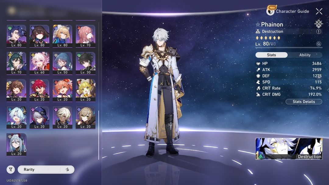 Cheap End Game HSR account(stacked relics)- E2S1 Phainon, E2S1Firefly ...