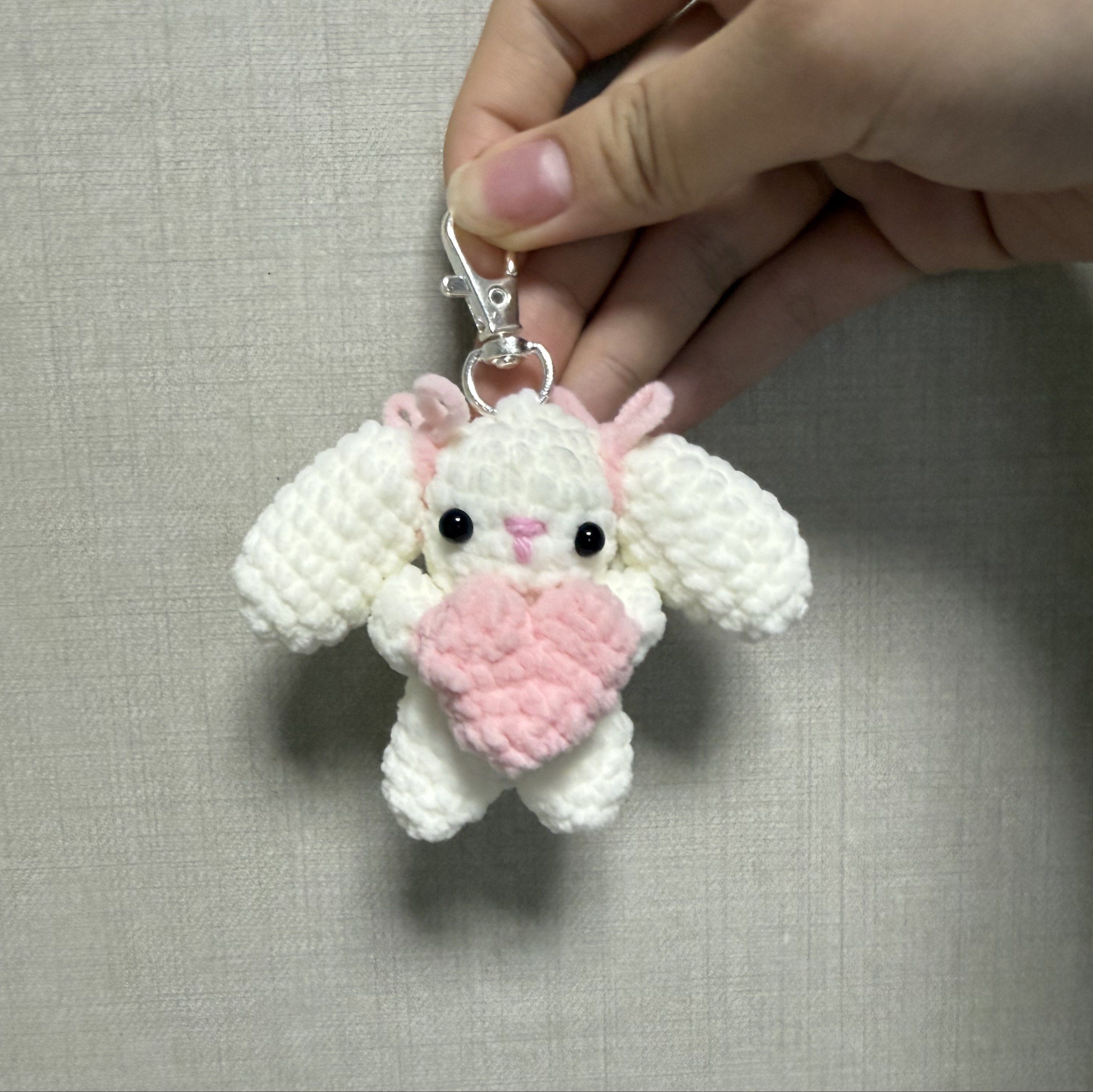Crochet white bunny holding a heart keychain 🐇🤍💗, Hobbies & Toys ...