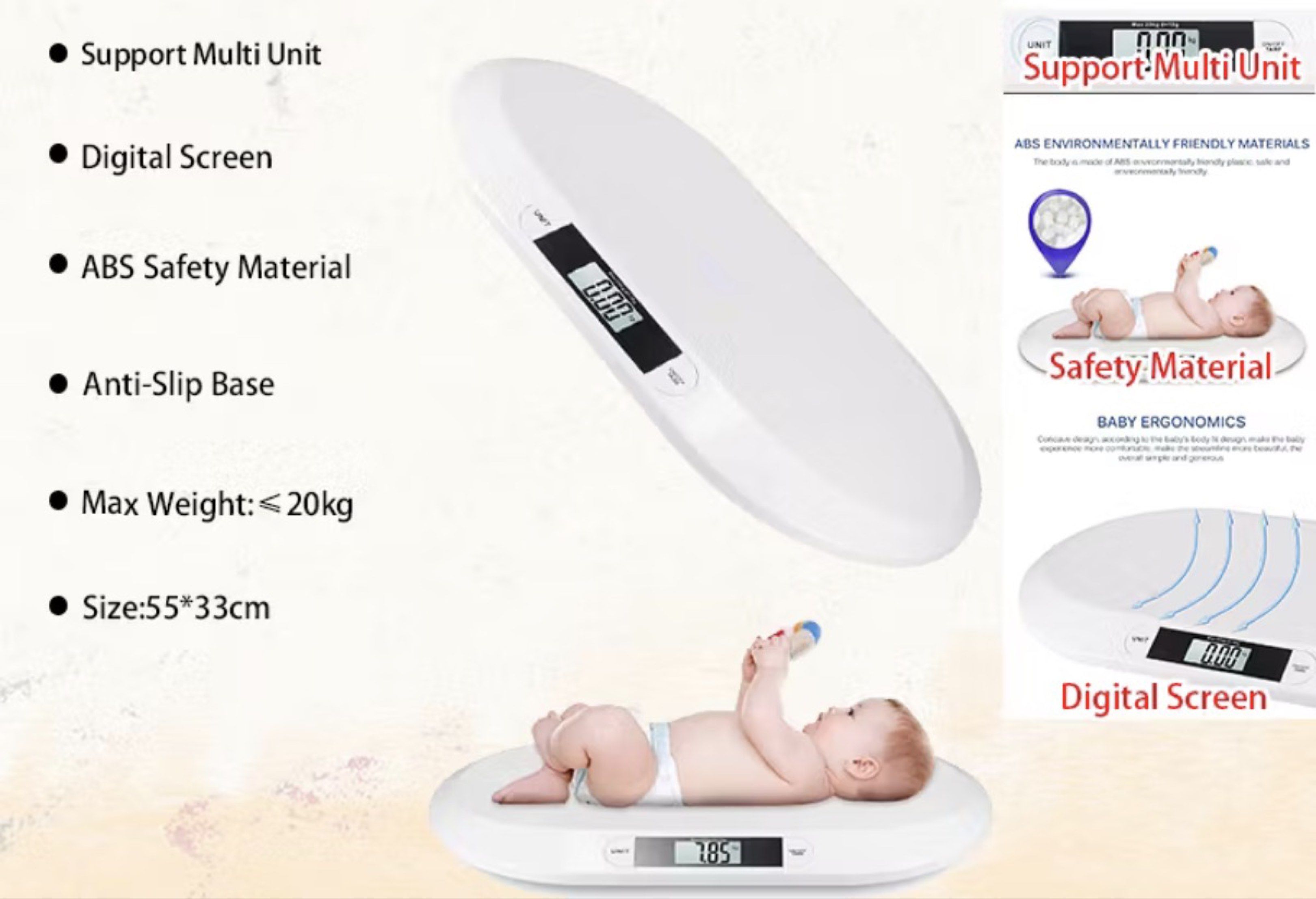 Digital Baby Scale - Supports Multi-Unit, Babies & Kids, Baby Monitors ...