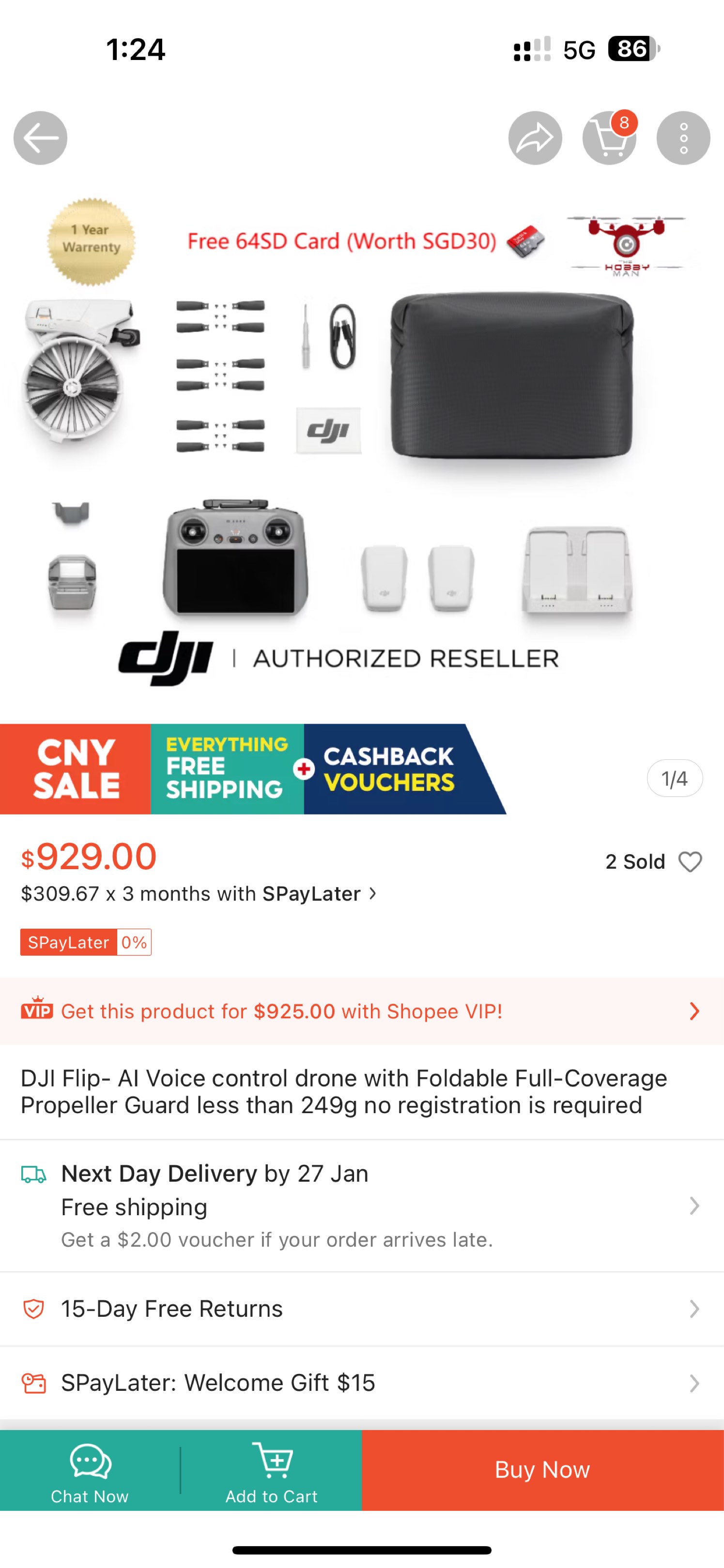 DJI Flip with full battery pack - used 3 Times only, Photography ...