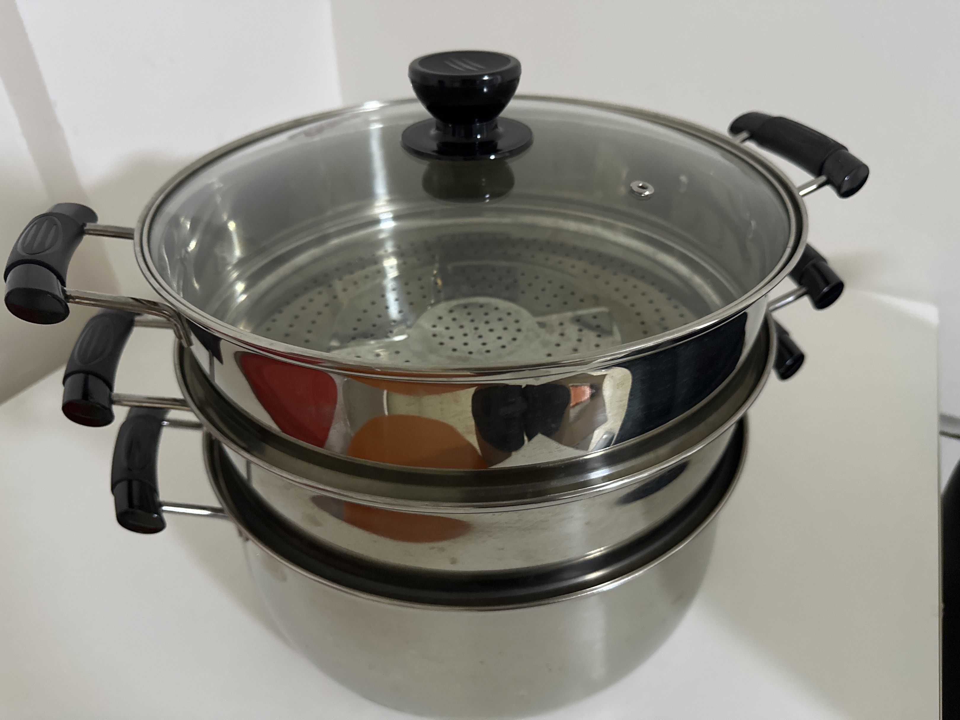 ENDO Japan 30CM 3-Tier Stainless Steel Steamer, Furniture & Home Living ...