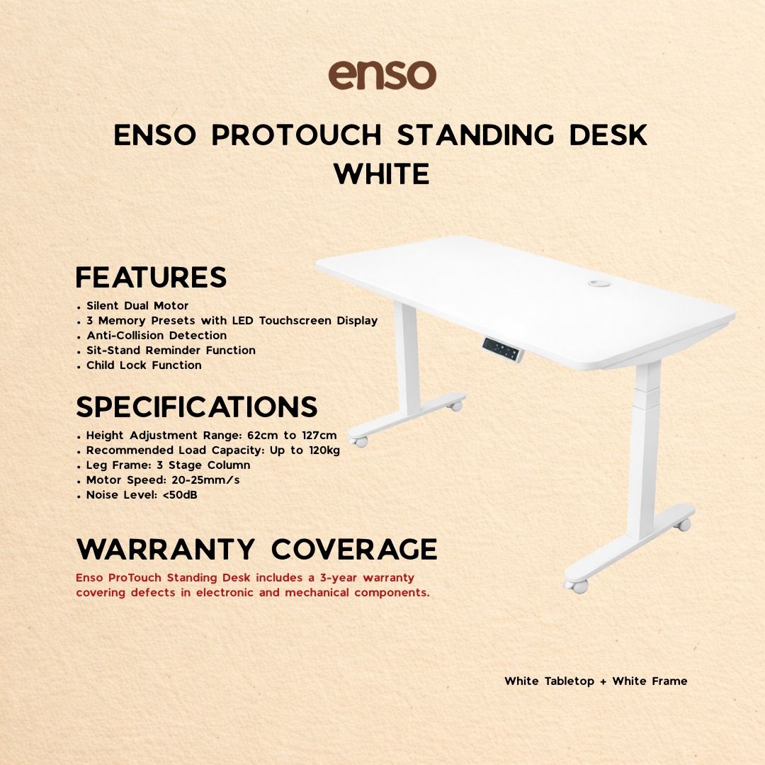 ENSO ProTouch Standing Desk - White, Furniture & Home Living, Furniture ...