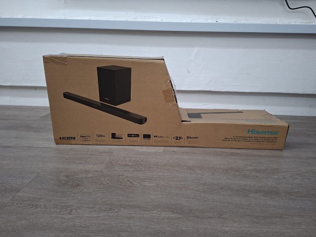 HISENSE 2.1ch Sound Bar with Wireless Subwoofer, 120W HS212F Display ...