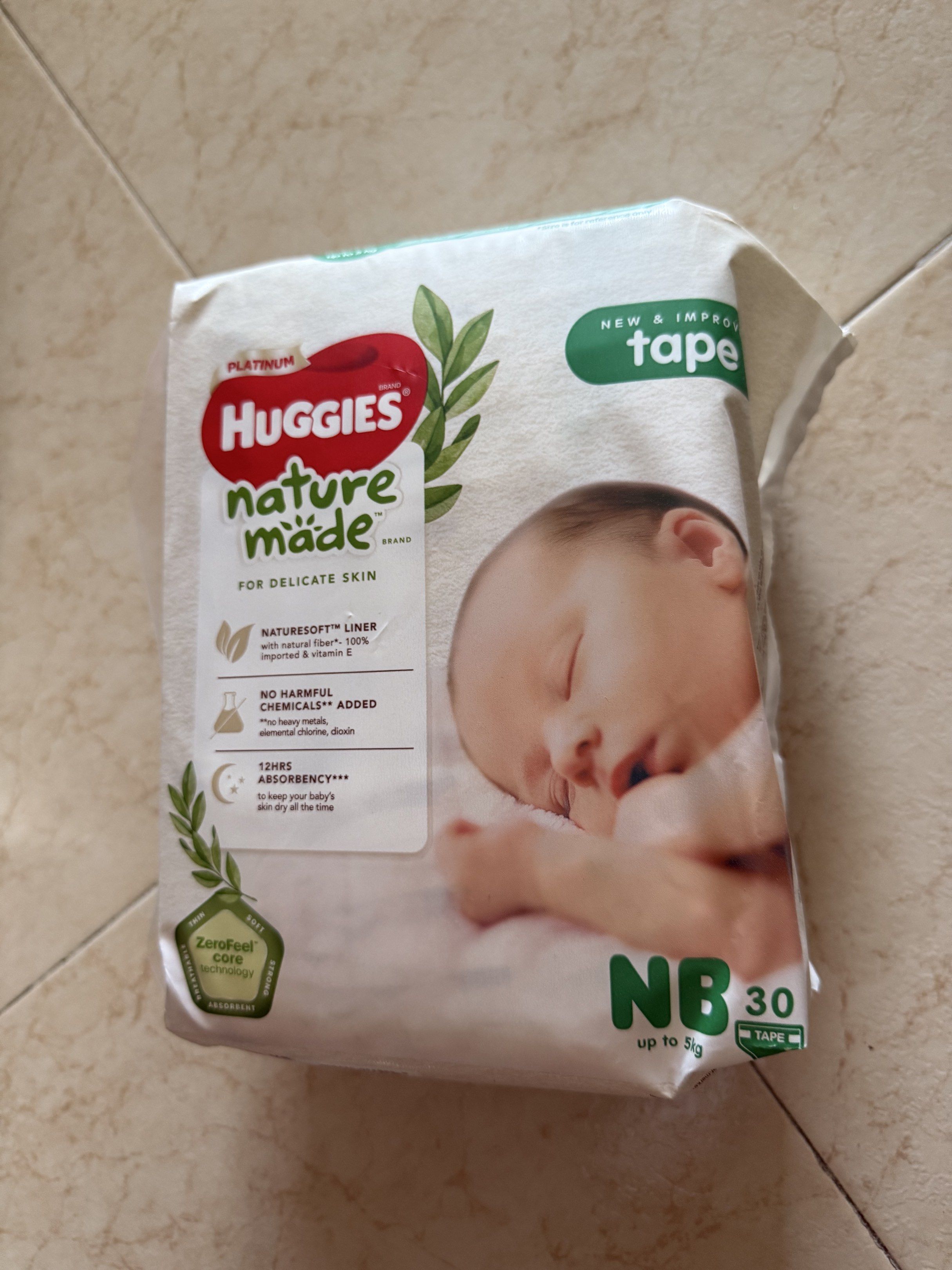 Huggies Nature Made Newborn Diapers - 30 Pieces, Babies & Kids, Bathing ...
