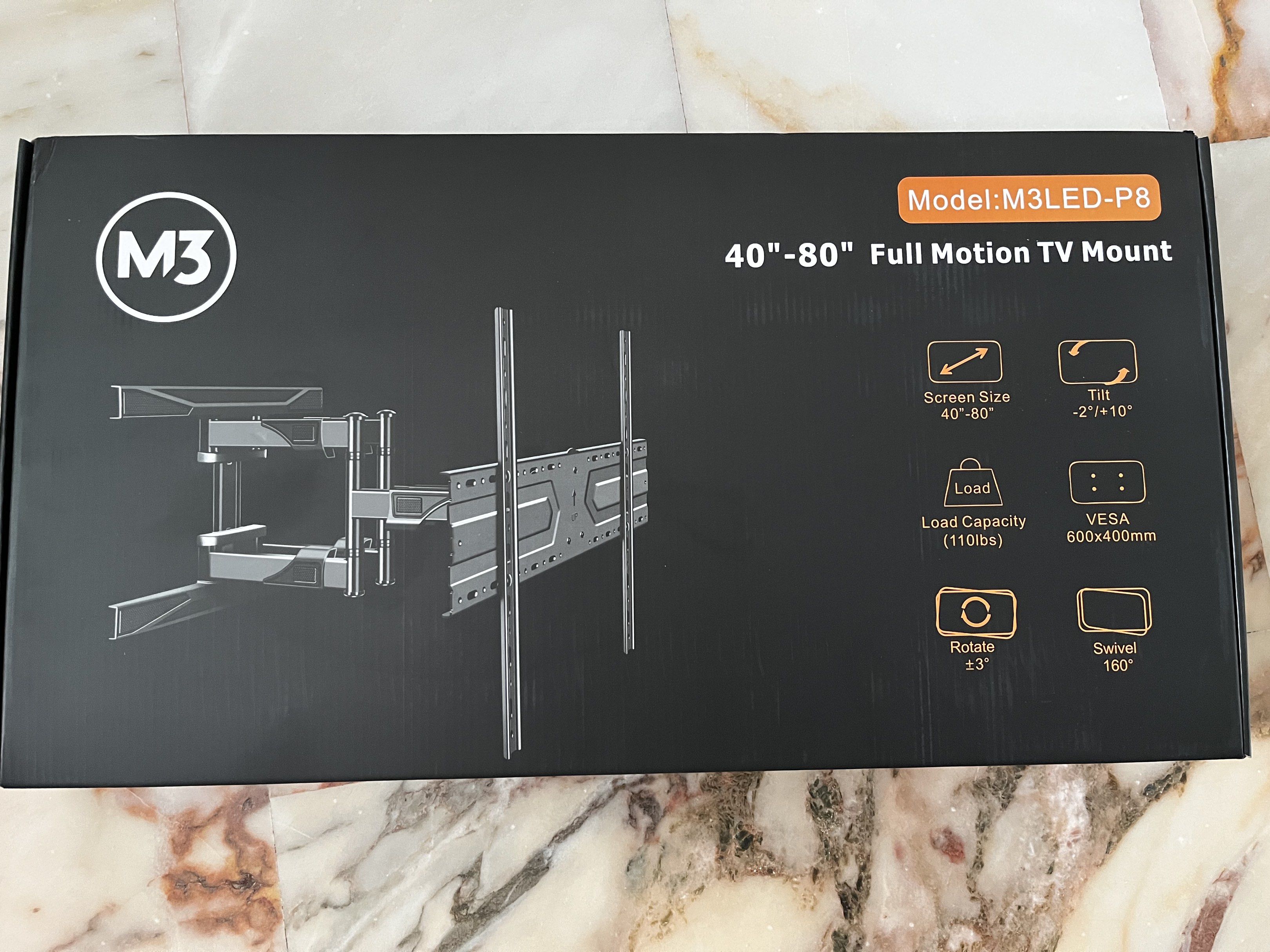 M3 LED-P8 Full Motion TV Wall Mount Bracket 40"-80", TV & Home ...