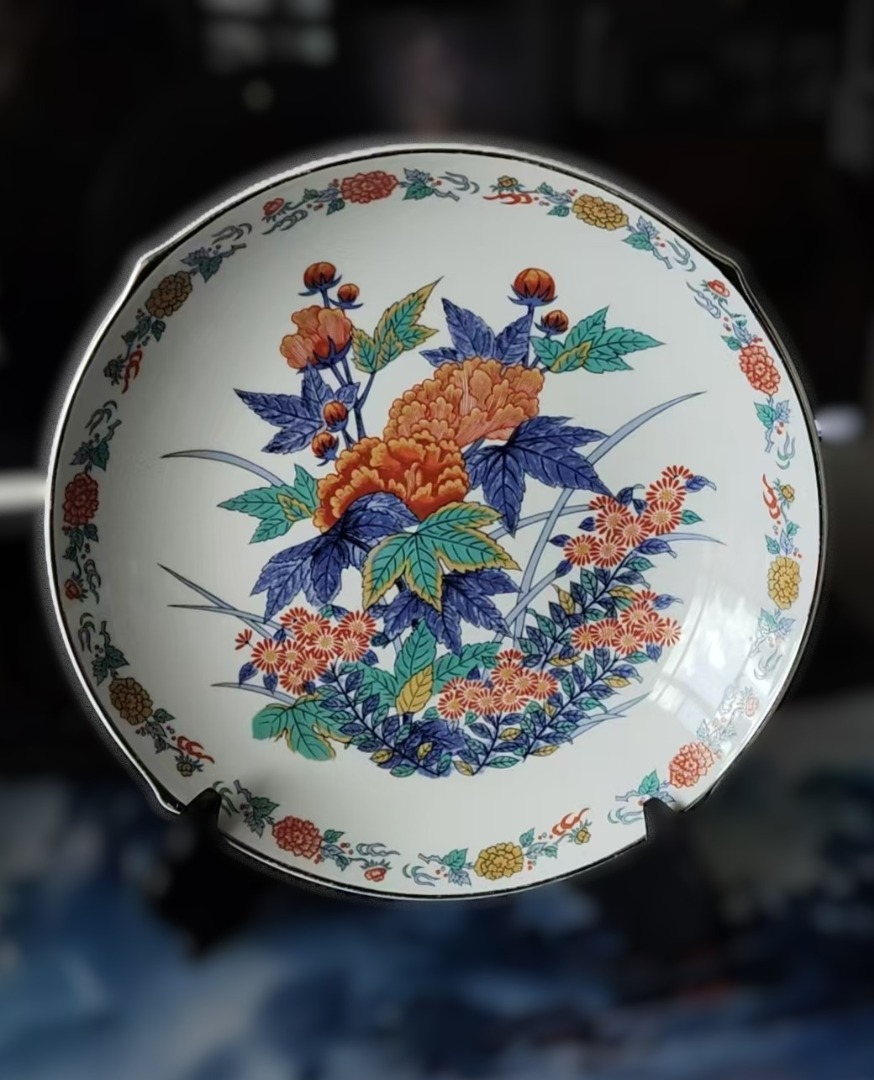 Mino ware large plate, peony pattern, Japanese style, approximately ...