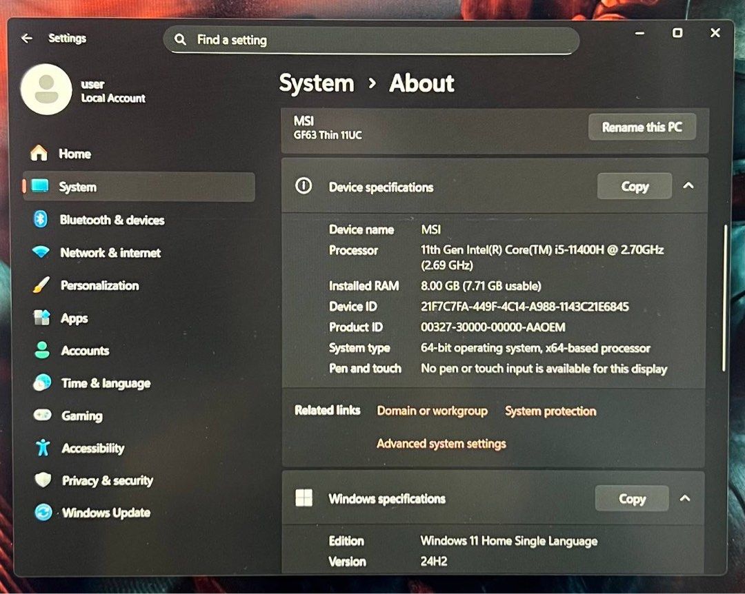 MSI Thin Gaming Laptop i5 11GEN RTX 3050 (FIXED PRICE), Computers ...