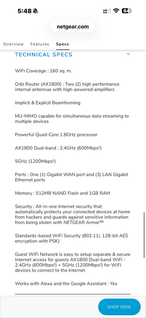NETGEAR Orbi RBR350 WiFi 6 Dual-band Mesh Router, Computers & Tech ...