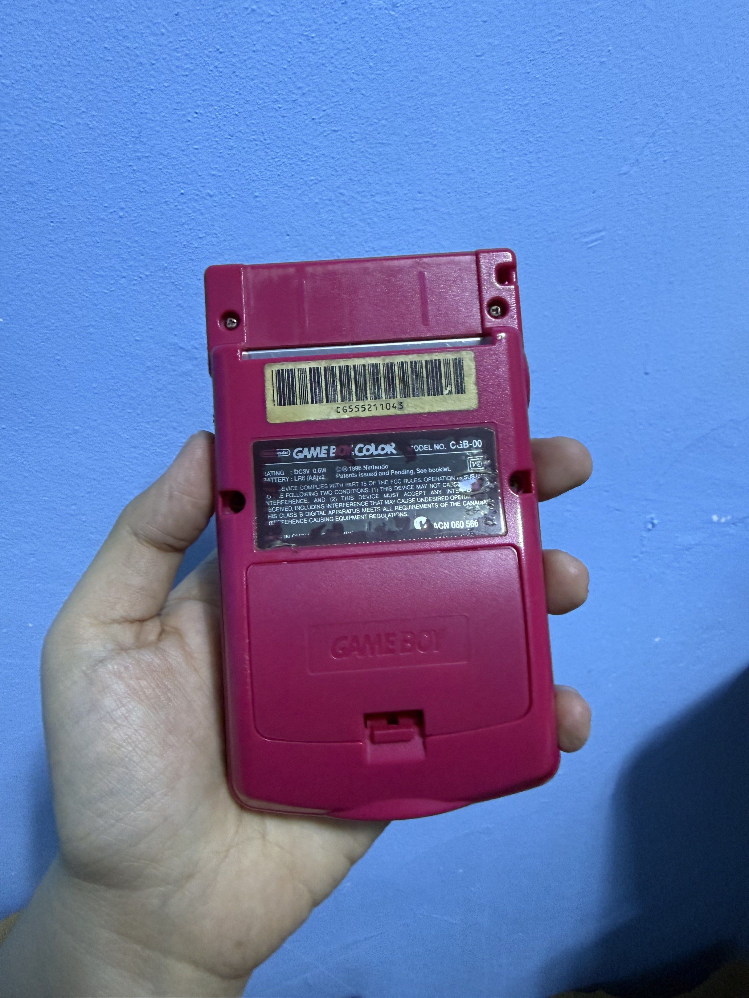 Nintendo Game Boy Color (Berry Pink) with authentic Pokemon Red (GBC ...