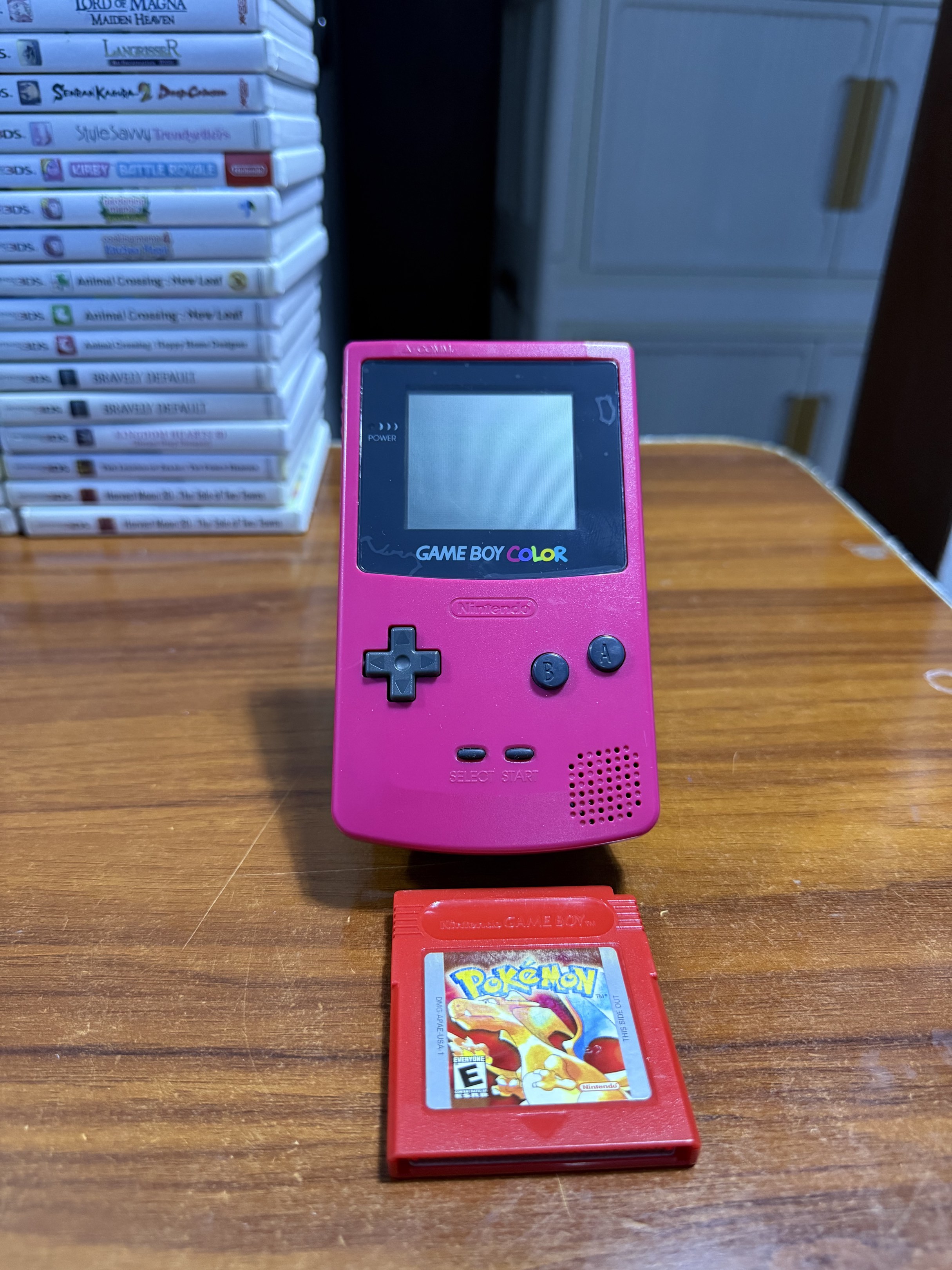Nintendo Game Boy Color (Berry Pink) with authentic Pokemon Red (GBC ...