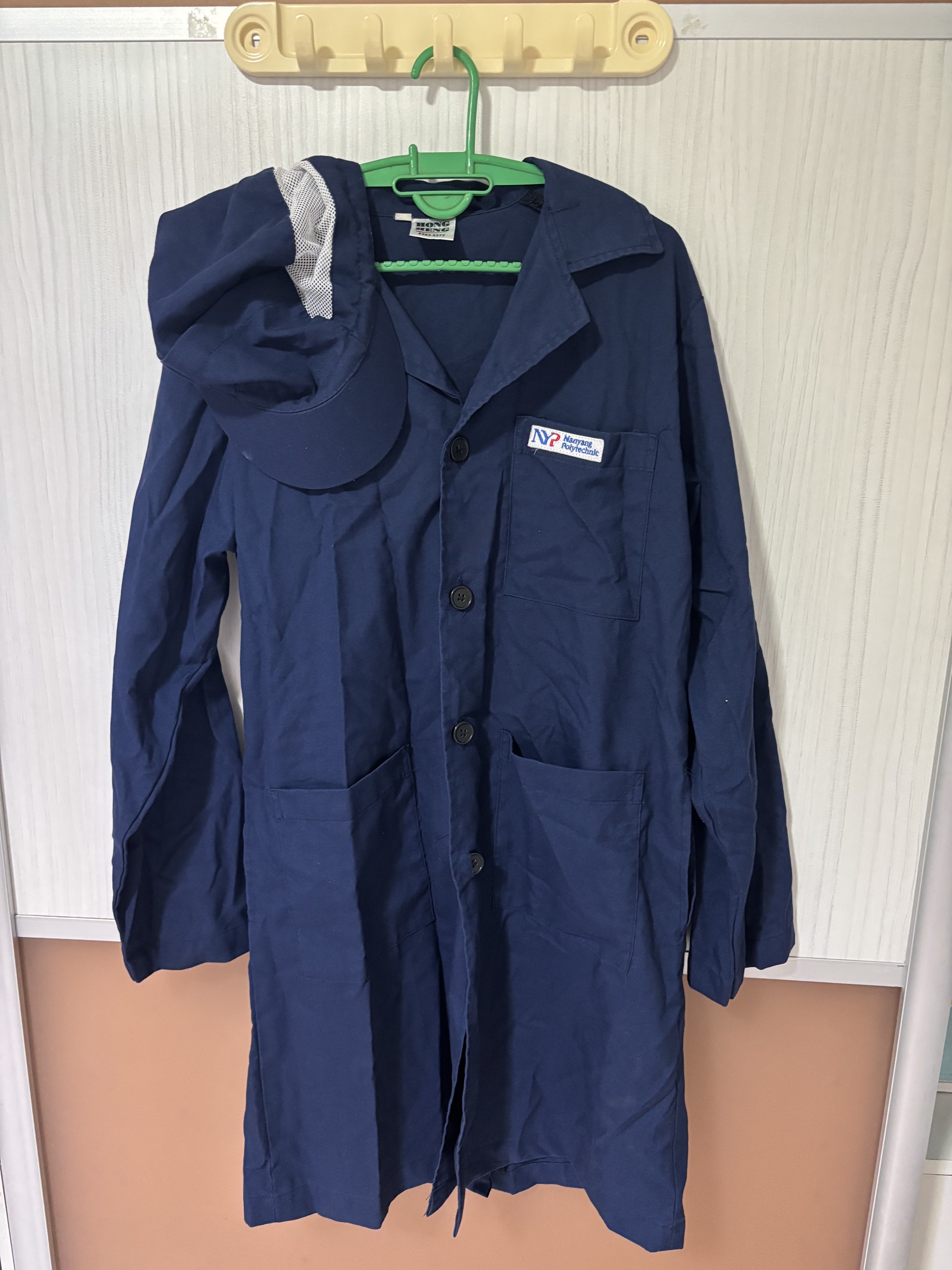 NYP Engineering Lab Coat + cap, Women's Fashion, Coats, Jackets and ...