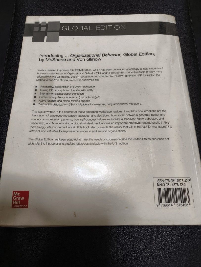 Organizational Behavior Global Edition Textbook, Hobbies & Toys, Books ...