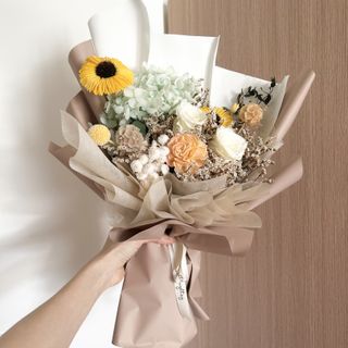 3 stalk sunflower bouquet with baby’s breath for valentine's day ...