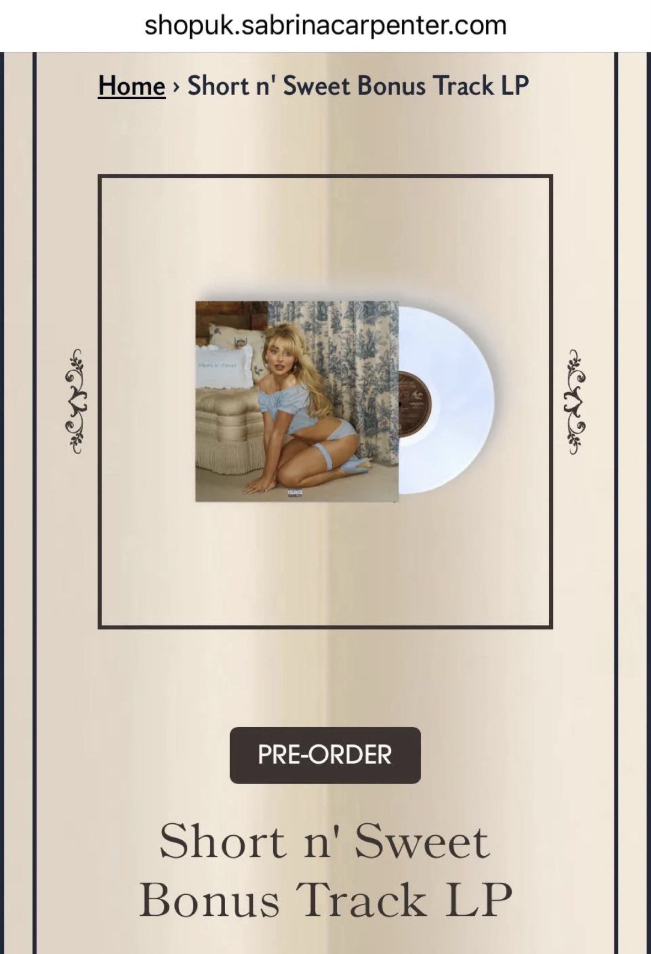 [Limited Edition] Sabrina Carpenter - Short n' Sweet Bonus Track Vinyl ...
