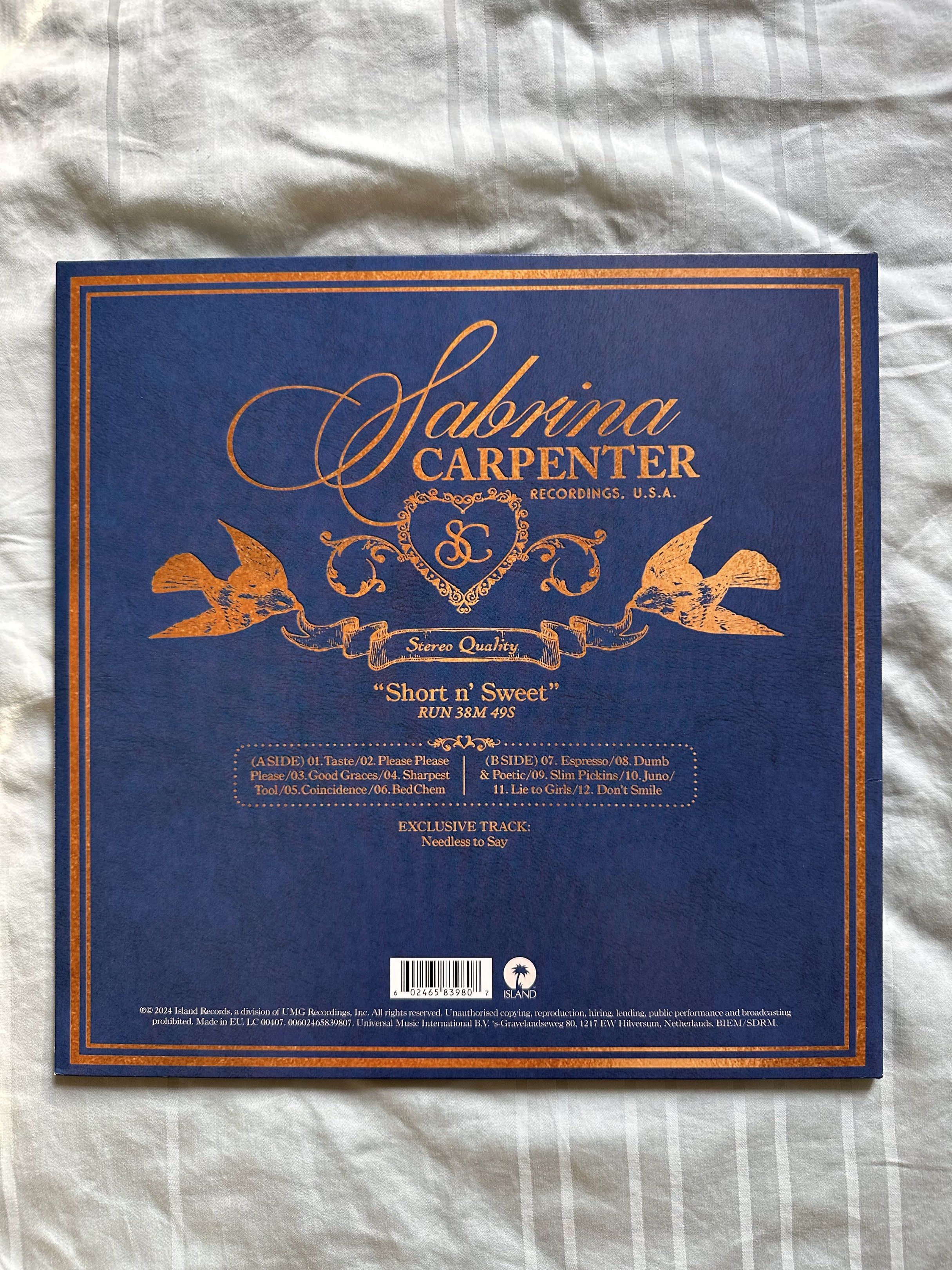 [Limited Edition] Sabrina Carpenter - Short n' Sweet Bonus Track Vinyl ...