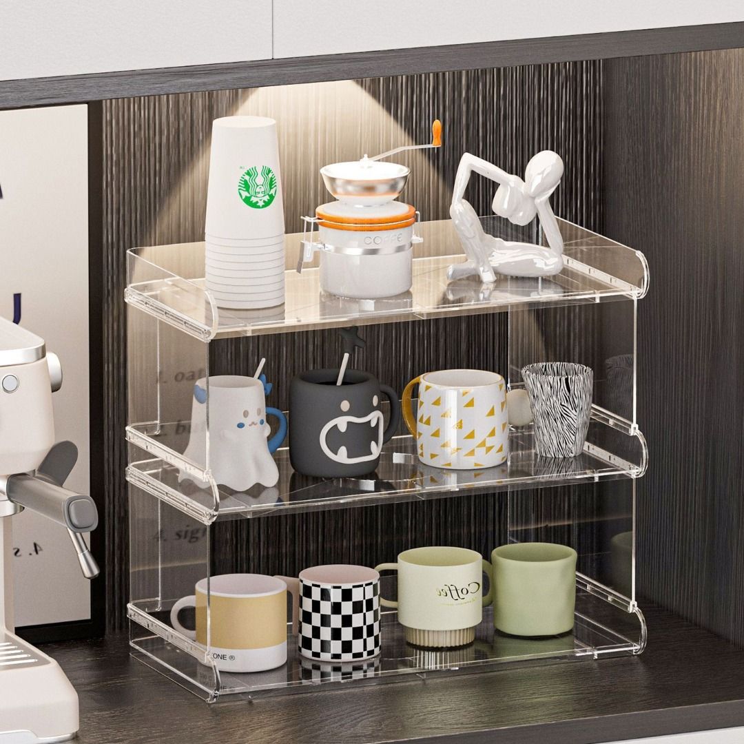 *SG Stock* 3-Tiers (PET) Cups Rack Cups Stand Cups Holder Kitchen Rack ...