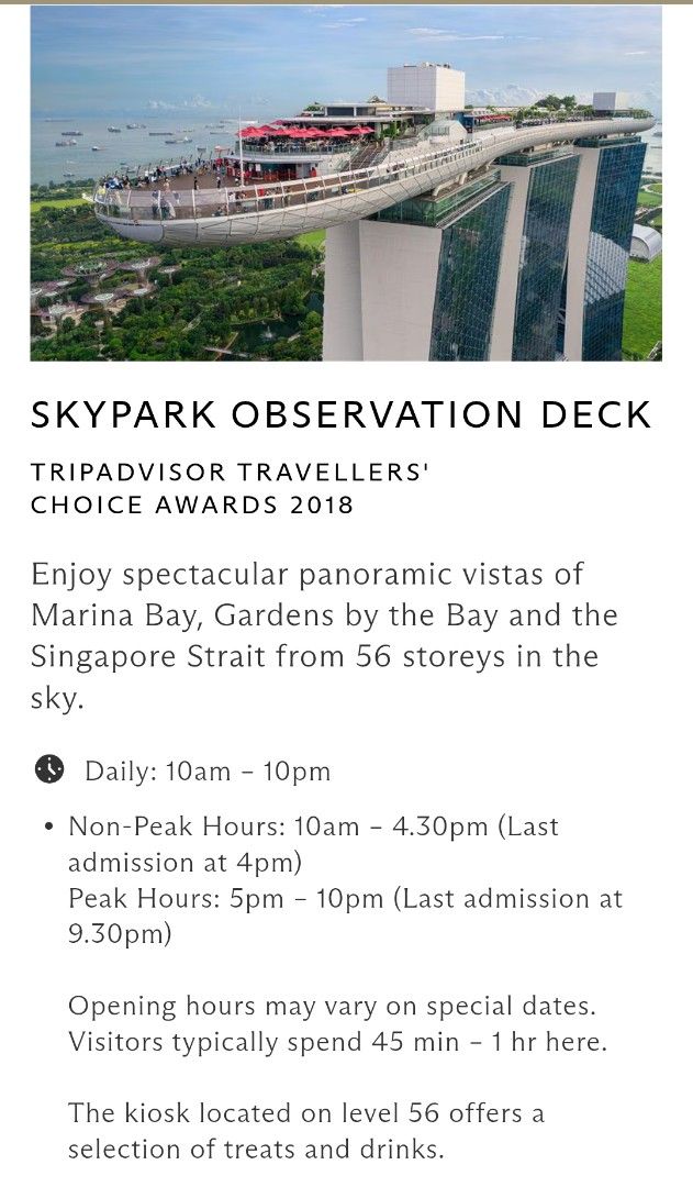 Skypark Observation Deck Ticket - Marina Bay Sands, Tickets & Vouchers ...