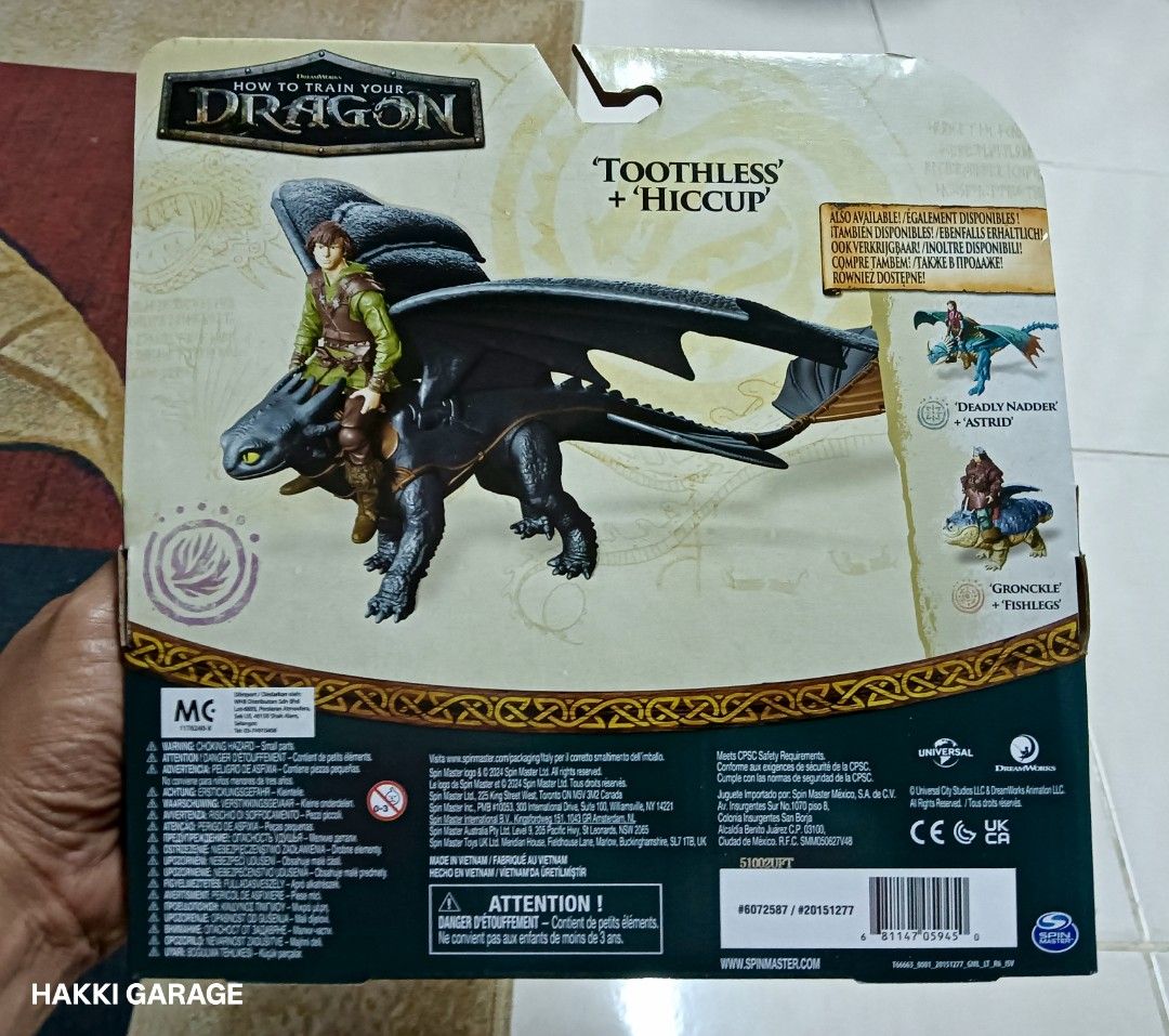 SPIN MASTER DREAMWORKS HOW TO TRAIN YOUR DRAGON TOOTHLESS + HICCUP ...