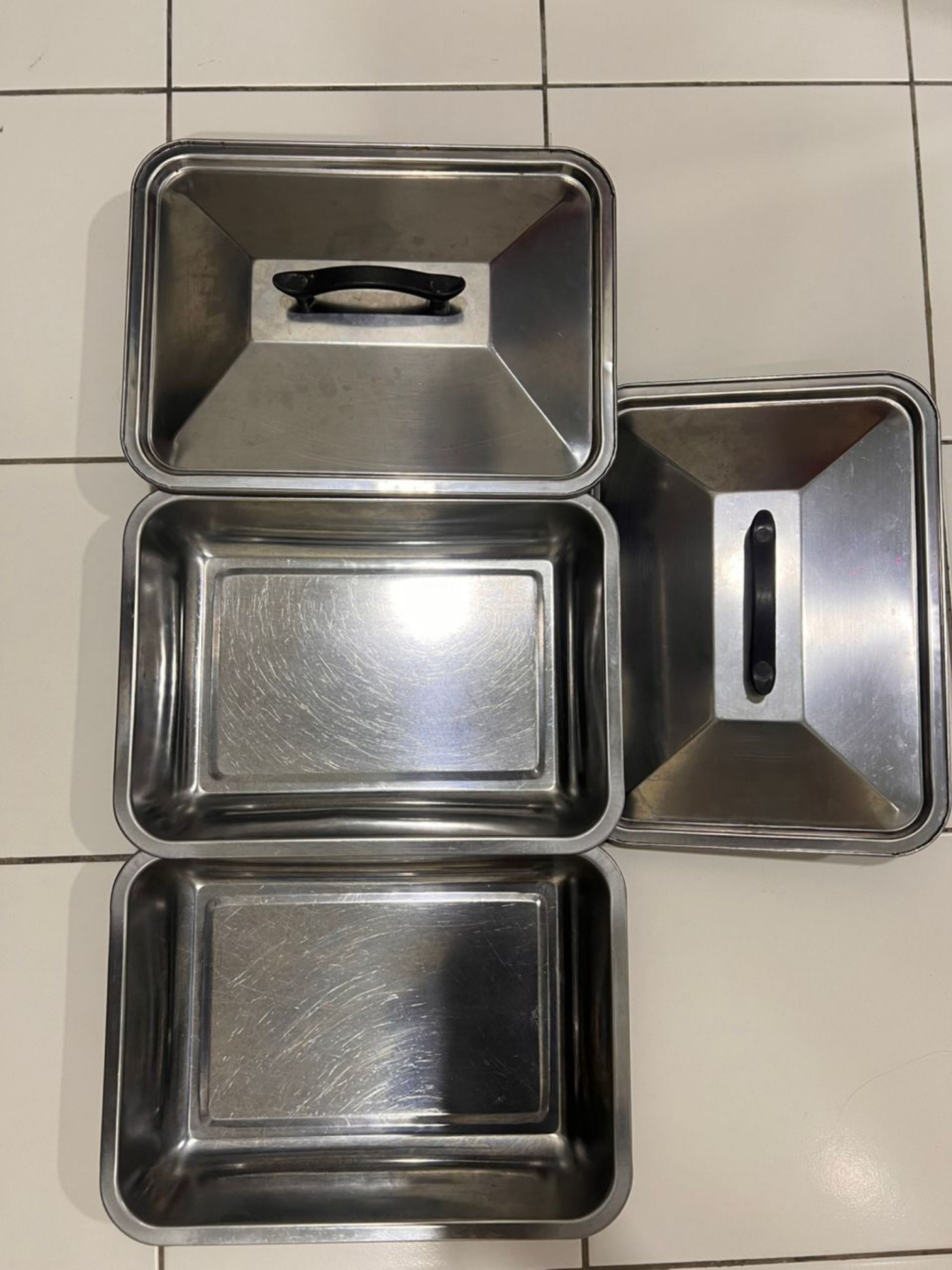 Stainless Steel Rectangular Trays with Lids, Furniture & Home Living, Kitchenware & Tableware ...