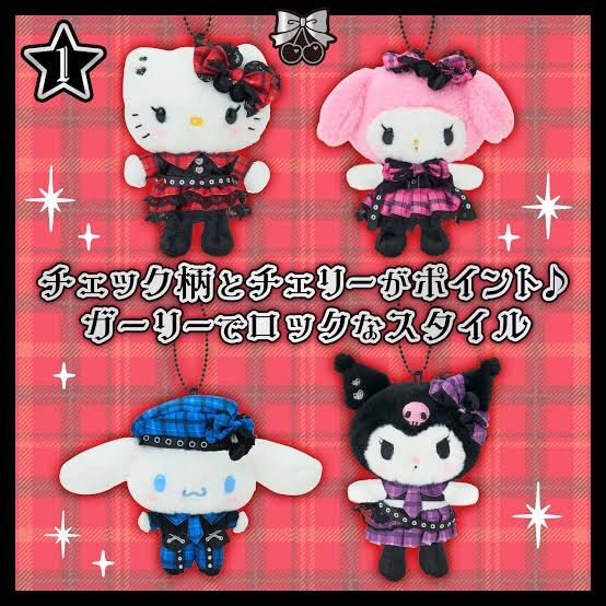 Sweet Rock ‘n’ Check Sanrio Plush Keychain Kuromi, Hobbies & Toys, Toys ...