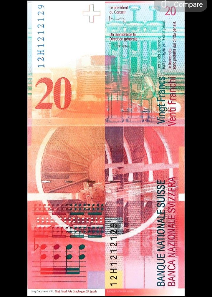 Swiss 20 Francs Banknote Switzerland Francs, Hobbies & Toys ...