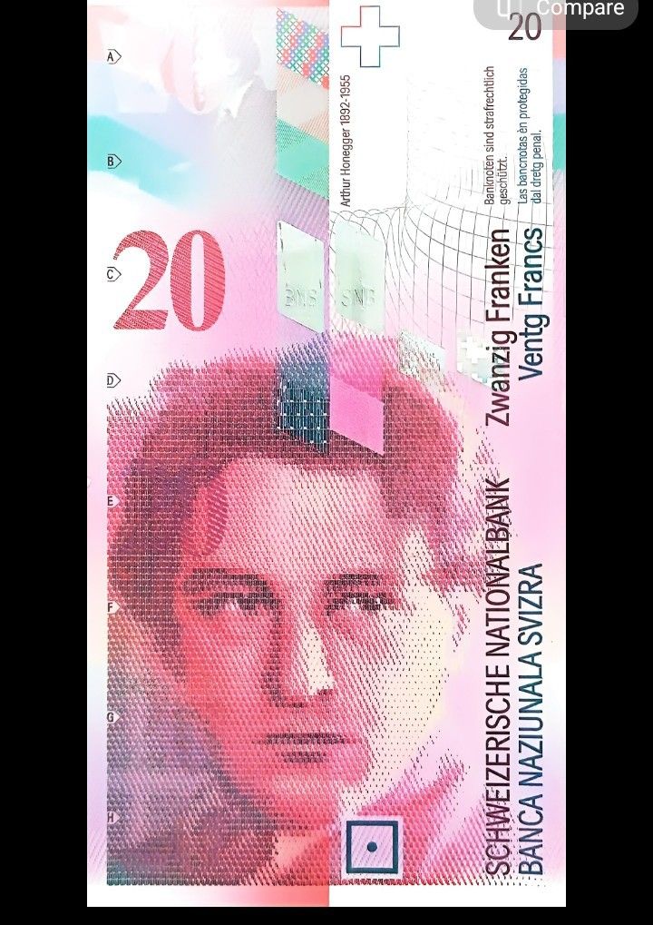 Swiss 20 Francs Banknote Switzerland Francs, Hobbies & Toys ...