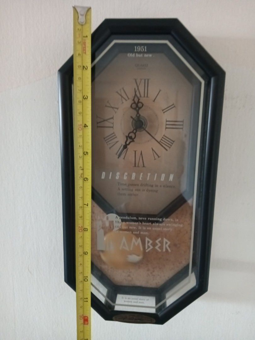 Vintage Amber Wall Clock, Furniture & Home Living, Home Decor ...