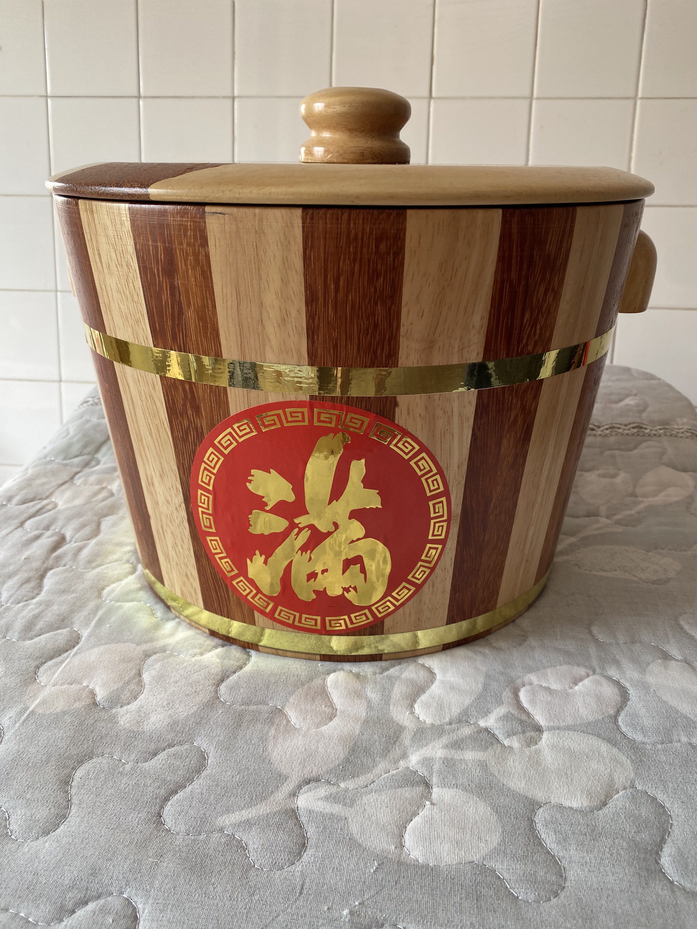 Vintage Wooden Bucket with Lid, Furniture & Home Living, Kitchenware ...