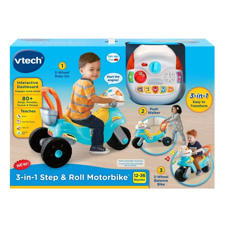 VTech 3-in-1 Step & Roll Motorbike, Babies & Kids, Infant Playtime on ...