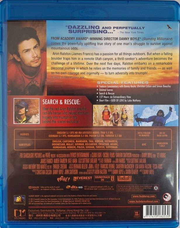 127 hours Blu-ray Bluray 藍光碟 港版 中英文字幕 Danny Boyle, James Franco, 興趣及遊戲 ...