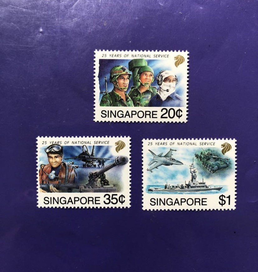 1992 Singapore 25 Years of National Service Army Navy Air Force Mint ...